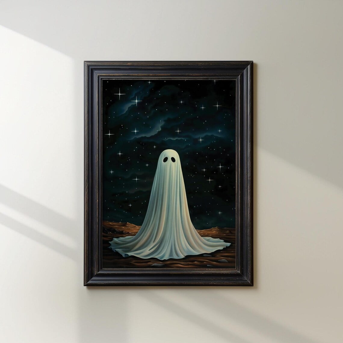 Modroom Whimsical Ghost Poster, Starry Night Seasonal Wall Art, Autumn ...