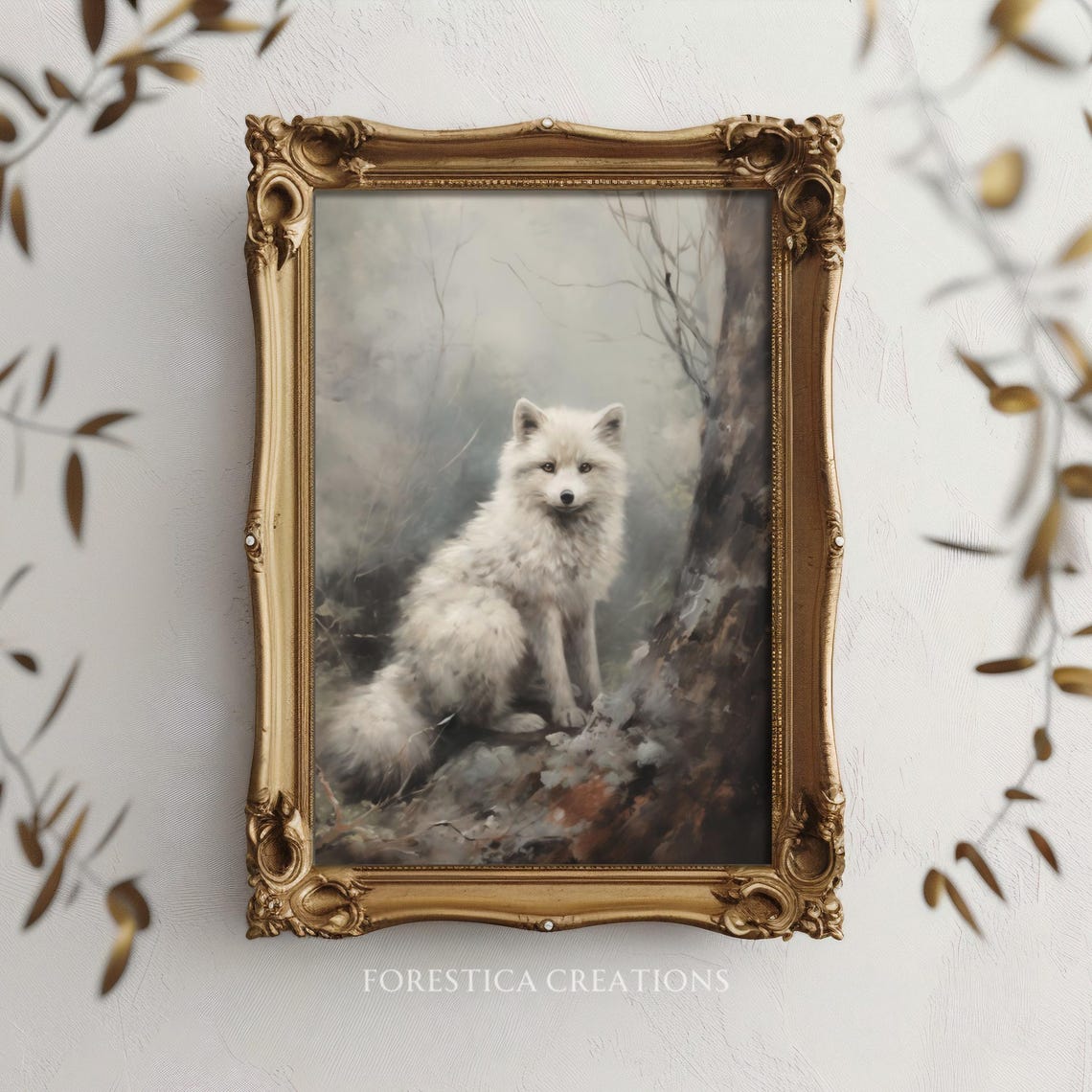 Modroom White Fox Poster Cottagecore Winter Animal Nature Aesthetic ...