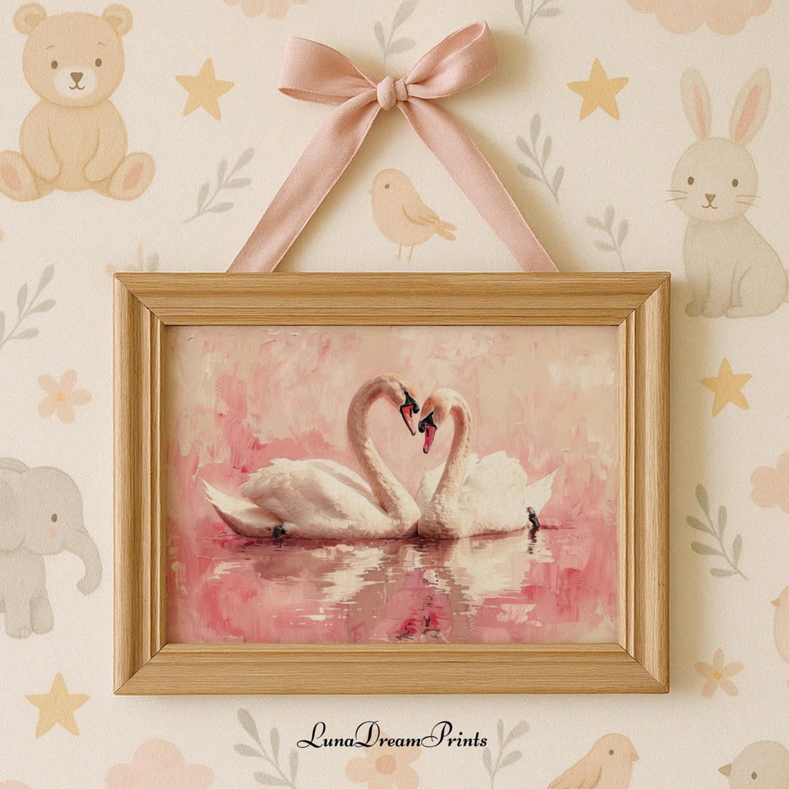 Modroom White Swan Pastel Blush Vintage Nursery Wall Art Print, 12x18 ...