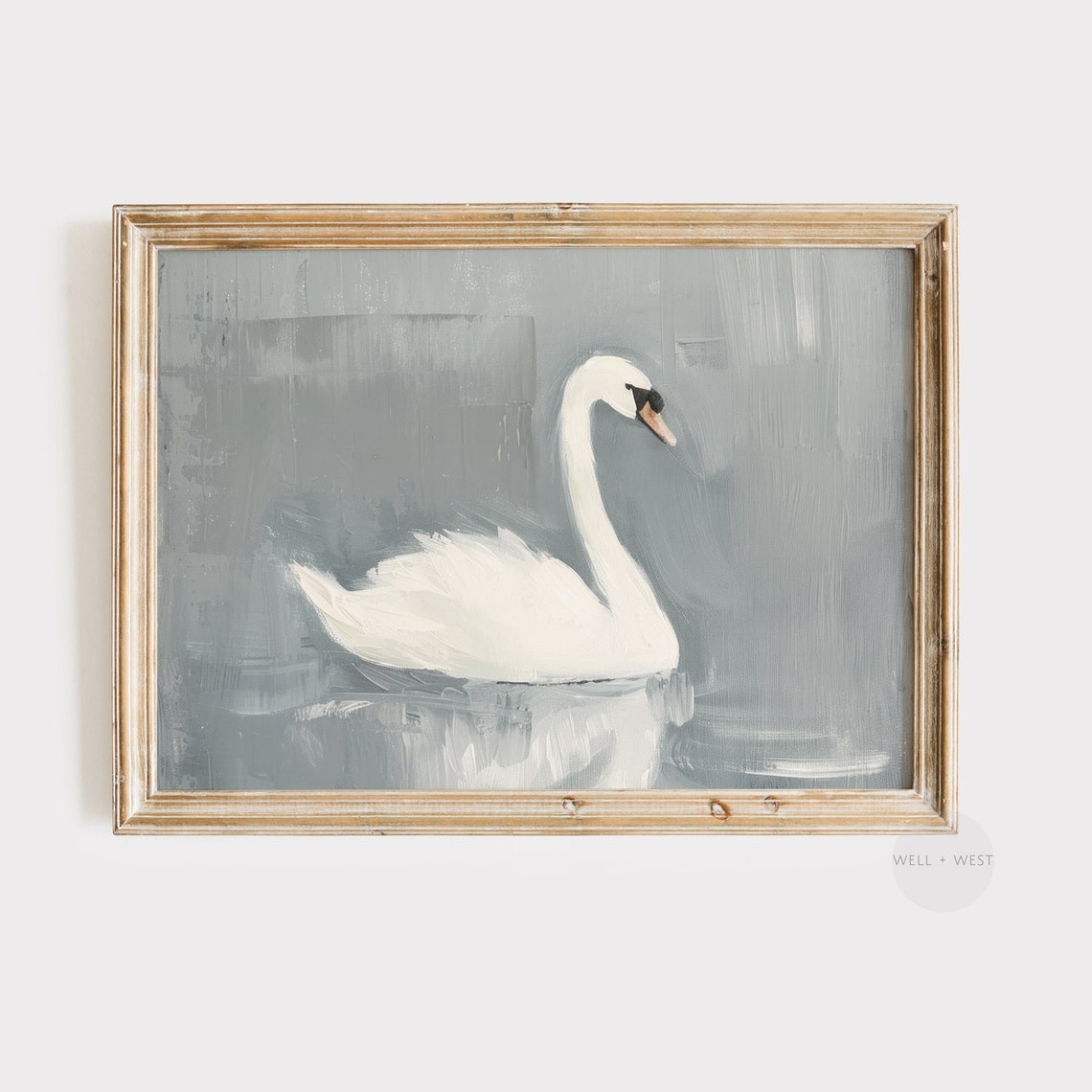 Modroom White Swan, Rustic, Muted Blue Antique Swan, Pastel Farmhouse ...