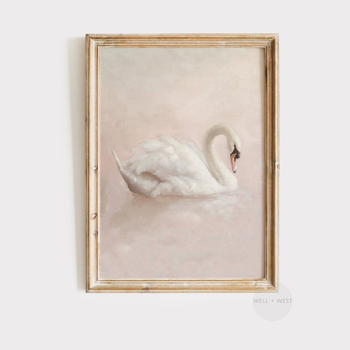 Modroom White Swan, Soft Muted Swan, Light Pastel Pink Artwork, Girl ...