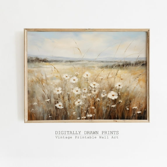 Modroom Wildflower Field Landscape Vintage, Moody Spring Wall Decor ...