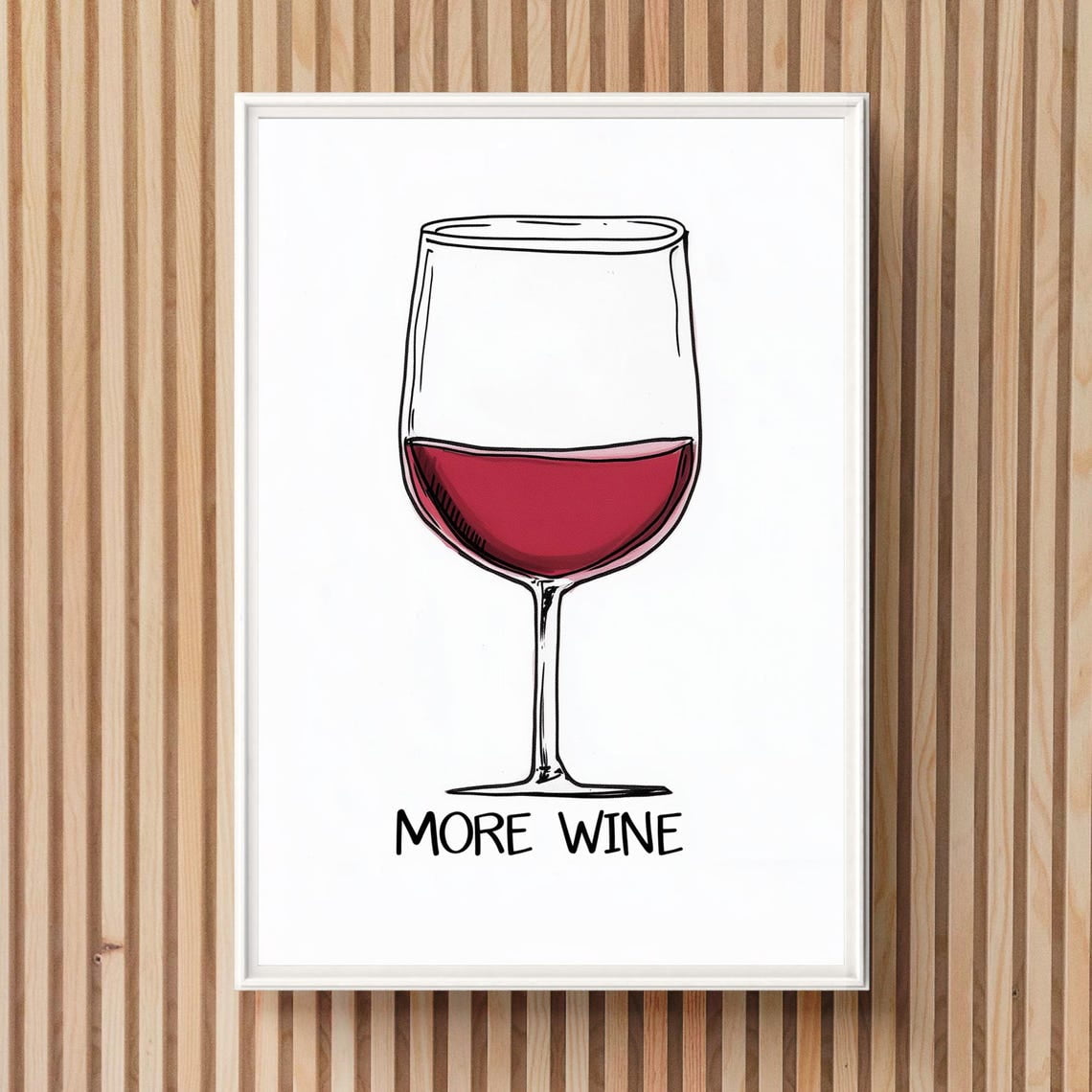 Modroom More Wine Print Wine Illustration, Minimalist Wine Glass Bar ...