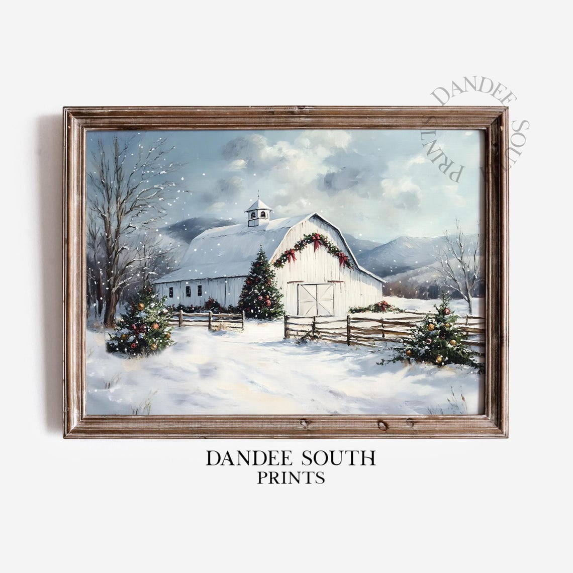 Modroom Winter Barn Landscape Poster, Rustic Farmhouse Wall Art, Snowy ...
