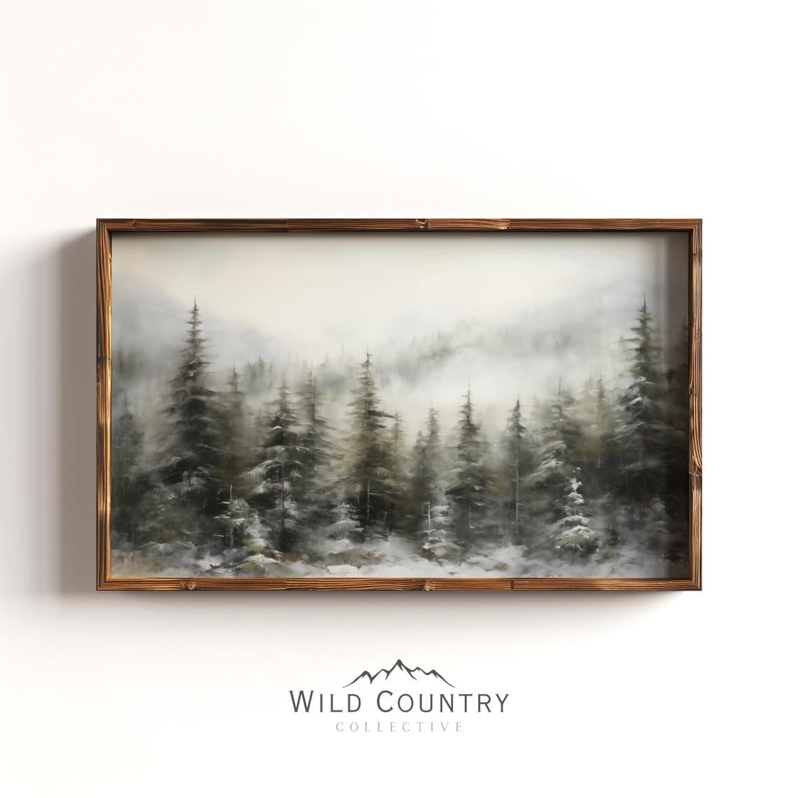 Modroom Winter Forest Poster Print Vintage Snowy Pine Landscape Rustic ...