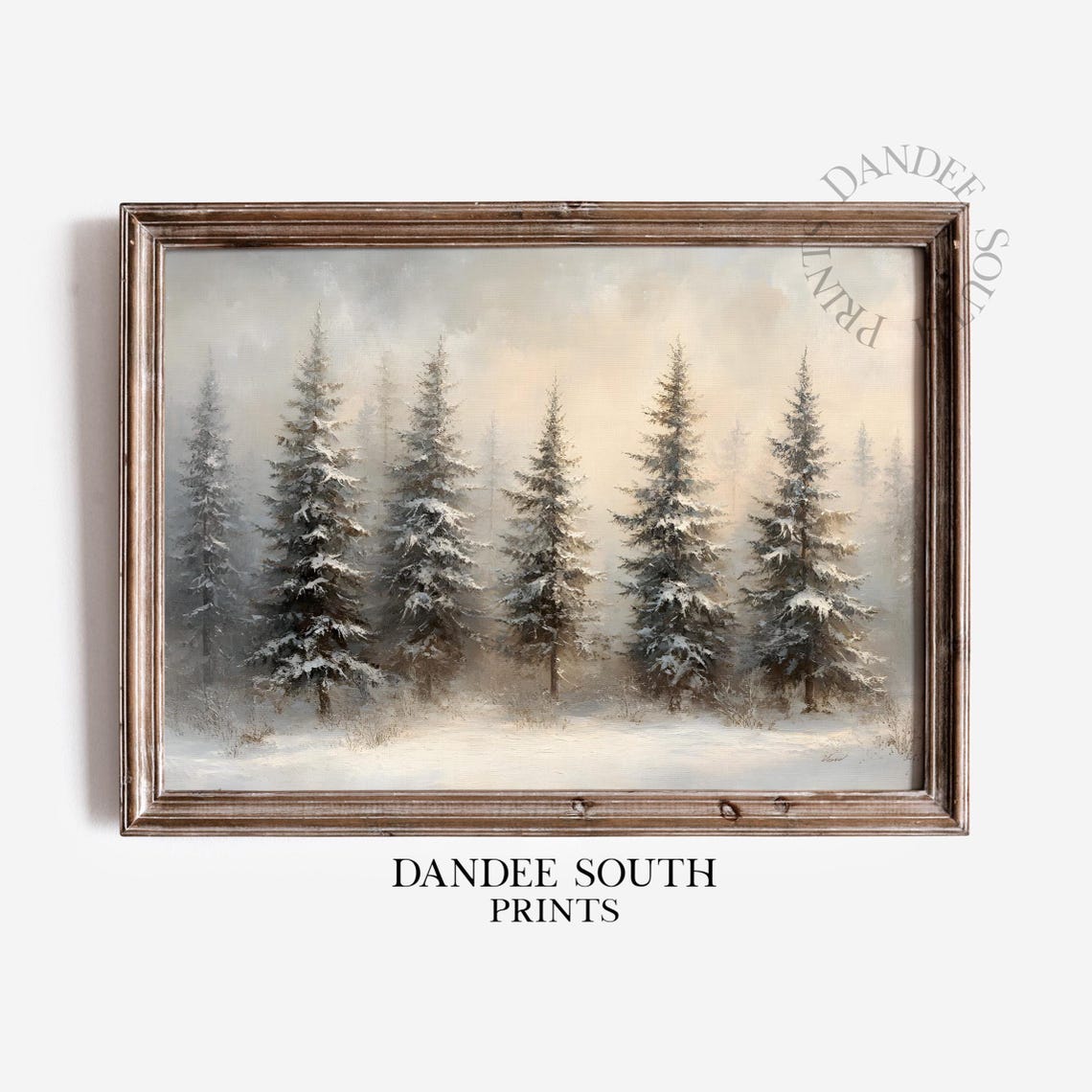 Modroom Winter Forest Poster, Snowy Pine Landscape Wall Art, Rustic ...