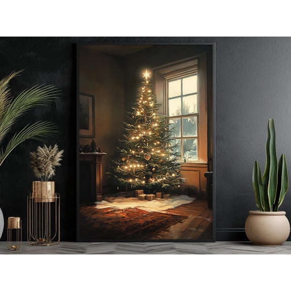 Modroom Winter Holiday Tree Poster, Cozy Seasonal Wall Art, Vintage ...