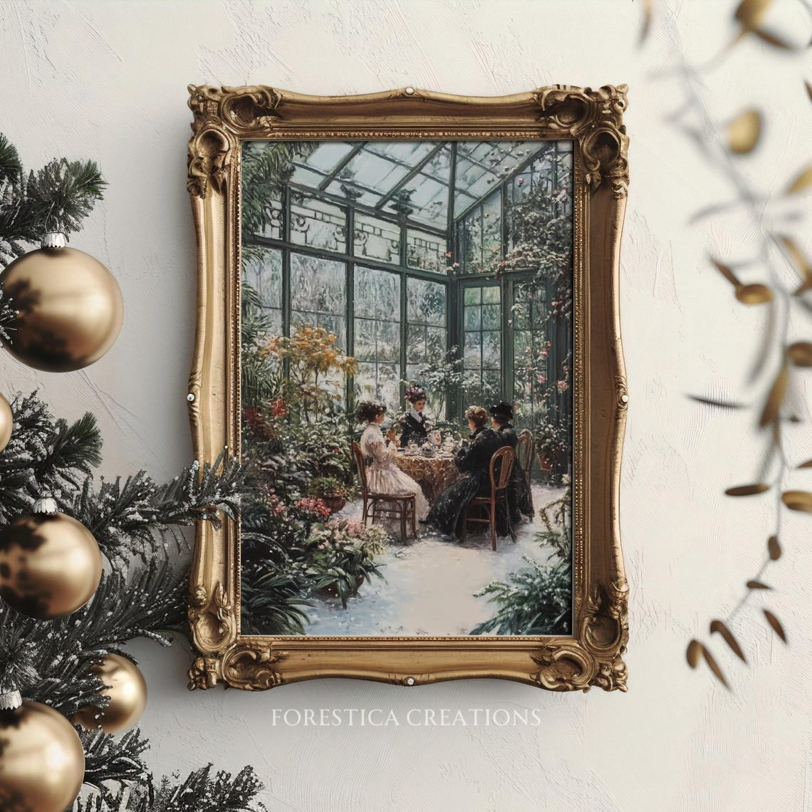 Modroom Winter’s Tea Room Poster, Snowy Wall Art, Winter Holiday Print ...