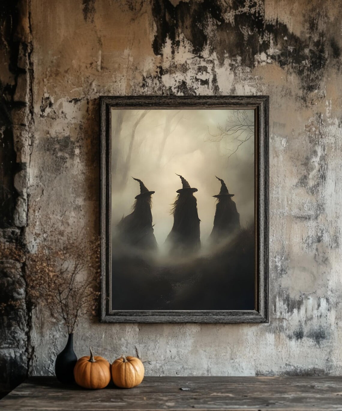 Modroom Witches in Woods Poster, Rustic Holiday Wall Art, Gothic ...
