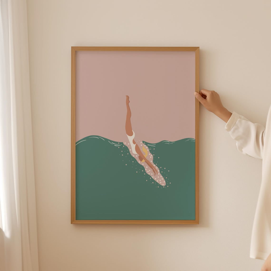 Modroom Woman Diving In Pool Vintage Poster, Jumping In The Pool Poster ...
