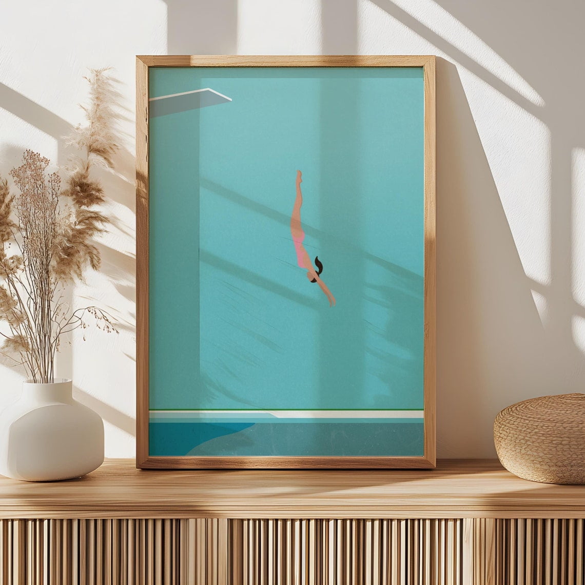 Modroom Woman Jumping In Pool Poster, Diving In The Pool Poster ...