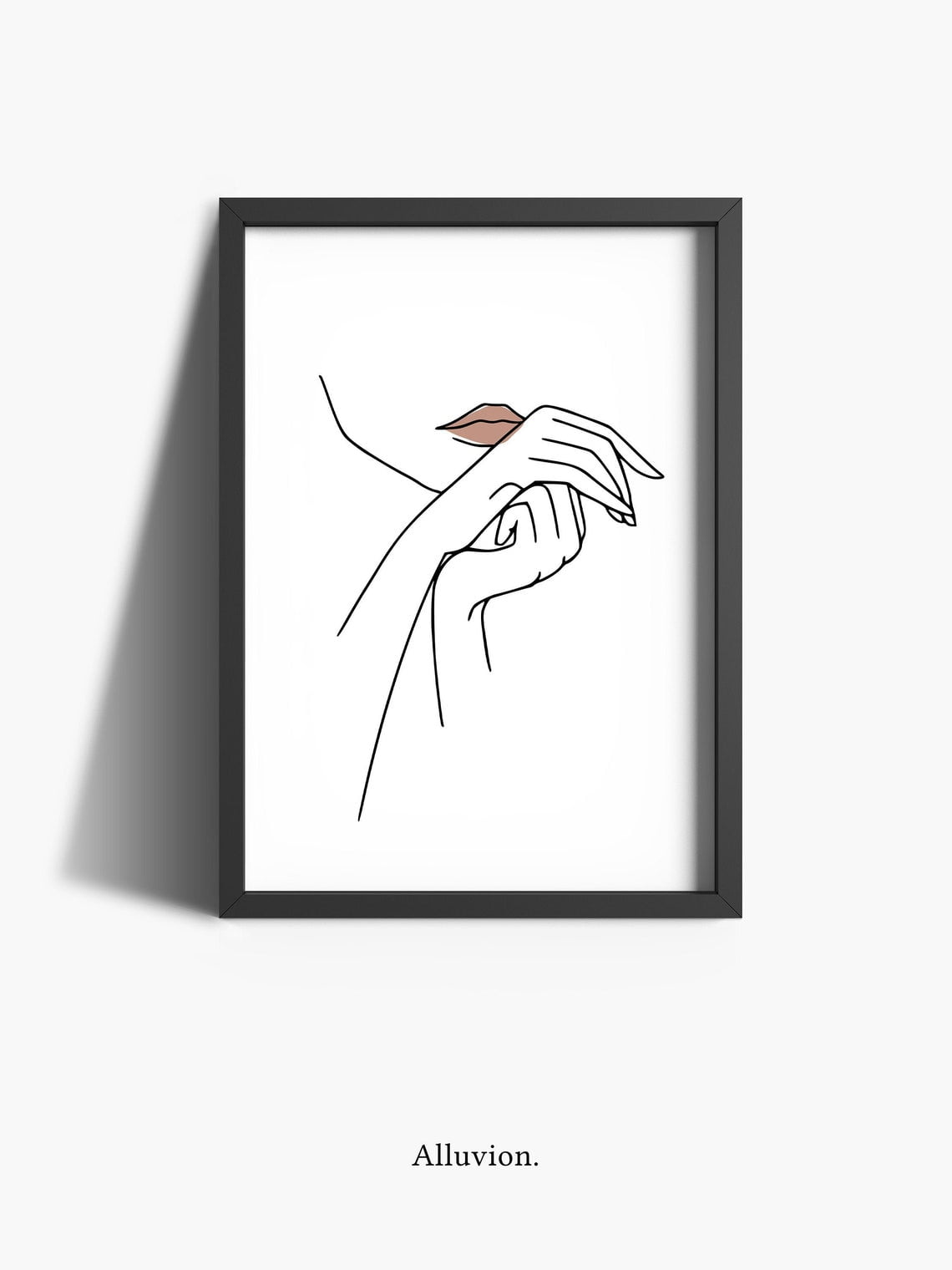 Modroom Woman Line Drawing | Pink Lipstick Line Art Print | Abstract ...
