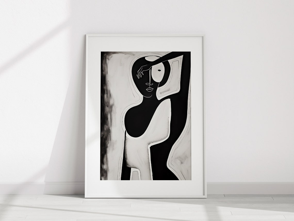 Modroom Woman Wall Art | Black And White Abstract Art | Female Figure ...
