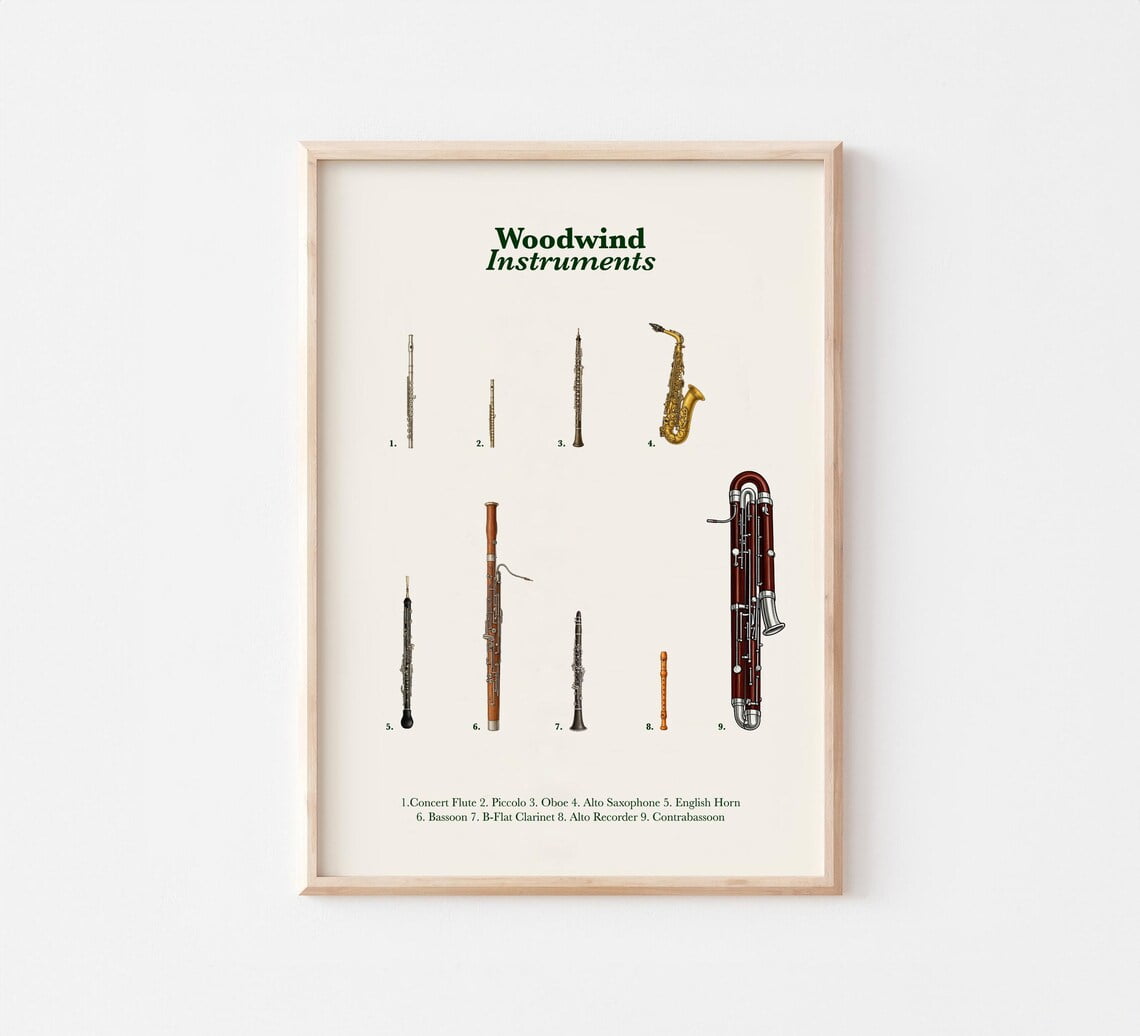 Modroom Woodwind Instruments Poster Illustrated Music Education Chart ...