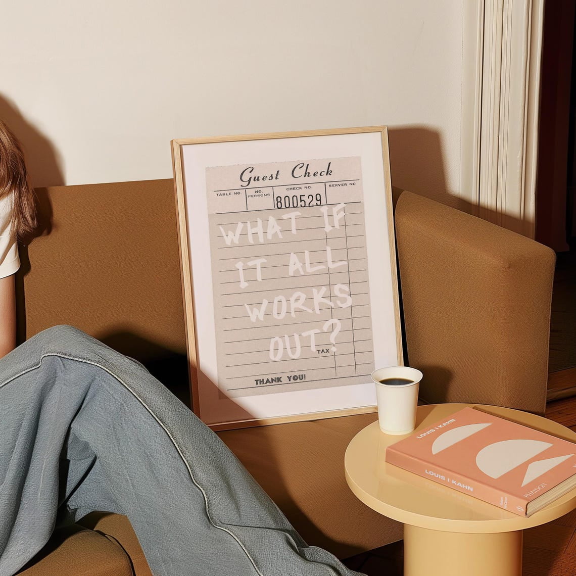 Modroom What If It All Works Out Guest Check Poster Beige Wall Art ...