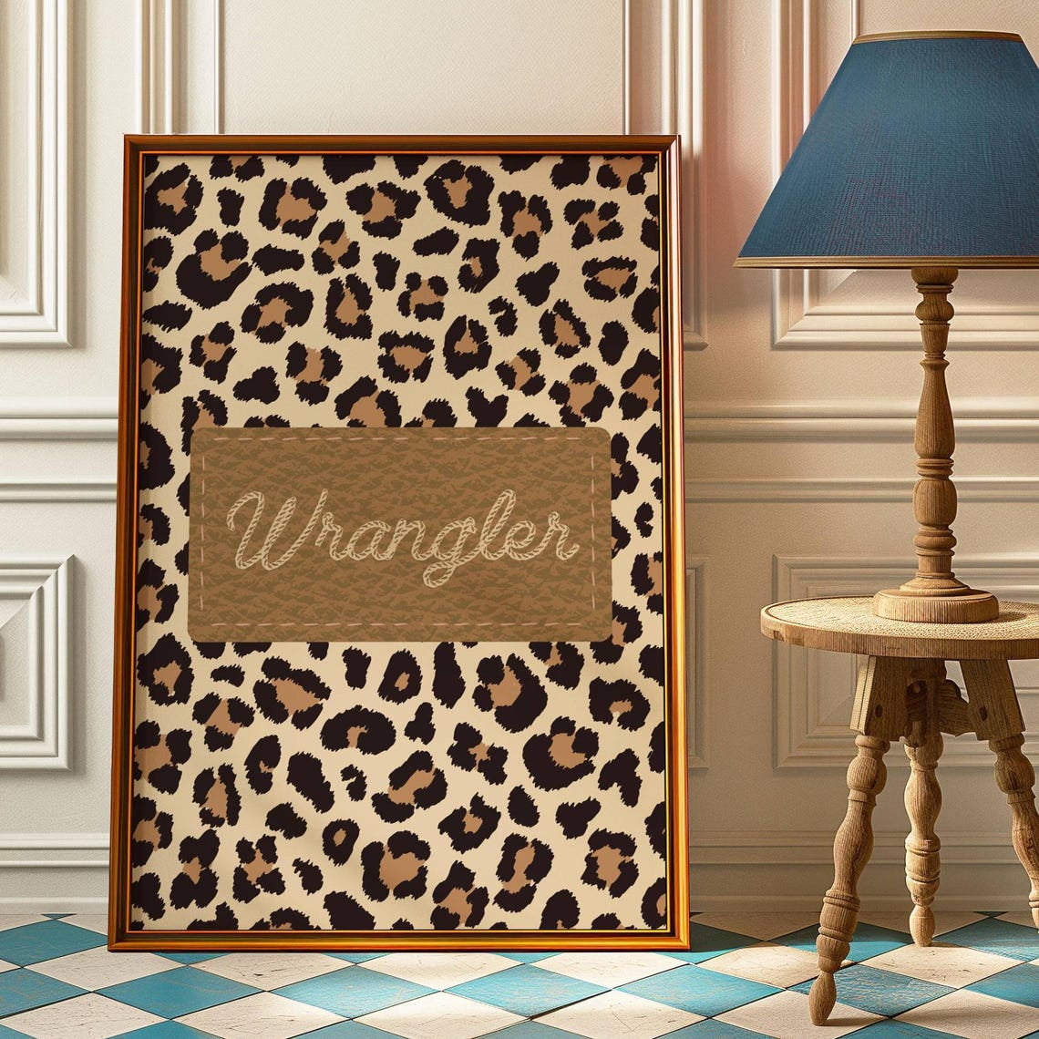 Modroom Wrangler Poster Leopard Print Western Wall Art Aesthetic Dorm ...