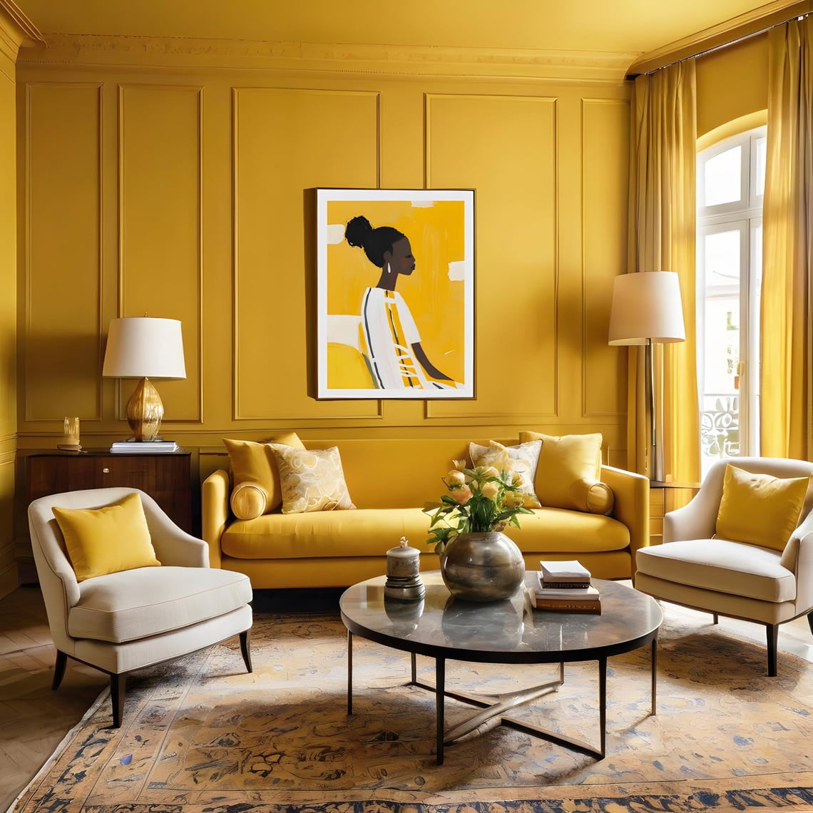 Modroom Yellow Abstract African Woman Print - Modern Vibrant Art ...