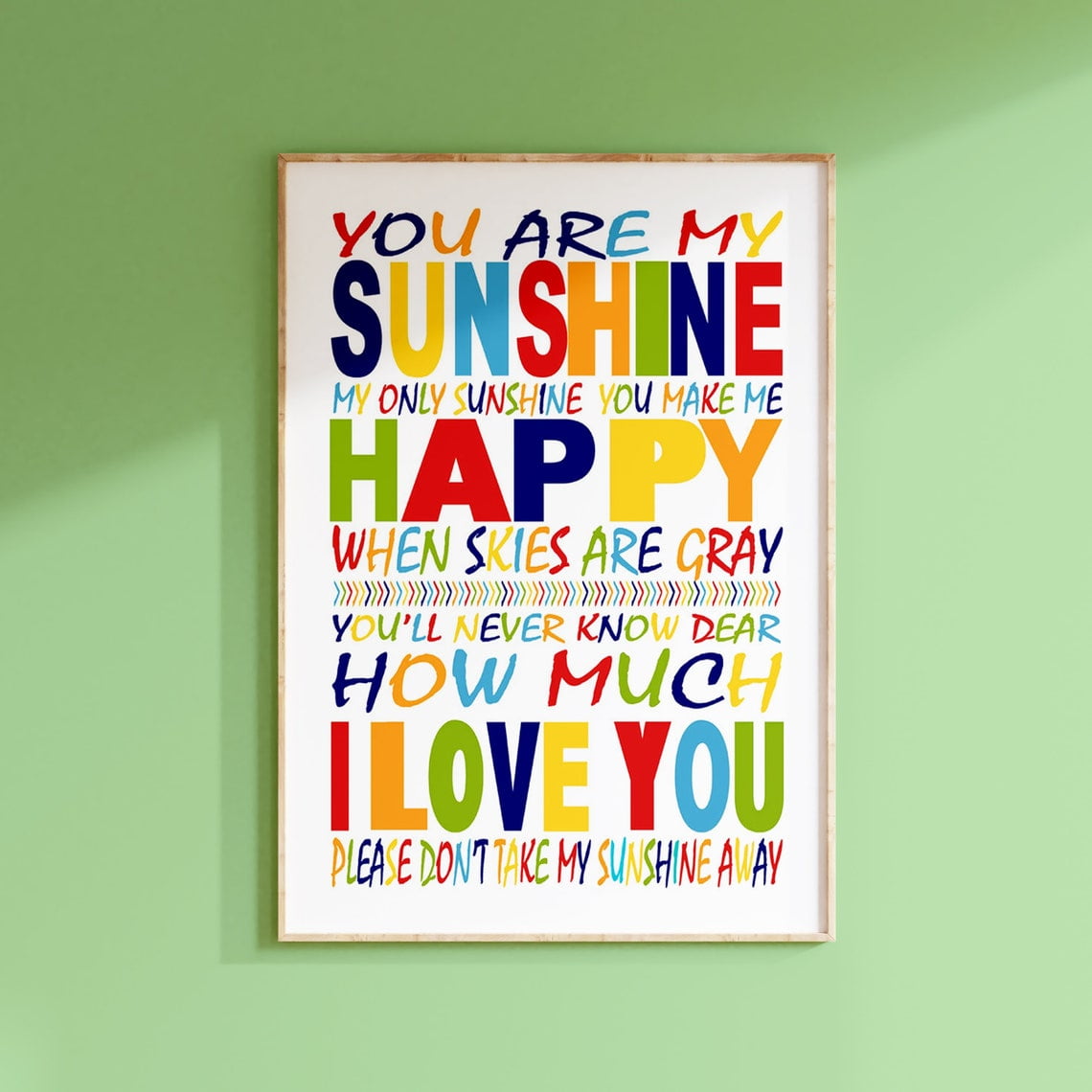 Modroom You Are My Sunshine Quote Print Colorful Typography Poster ...