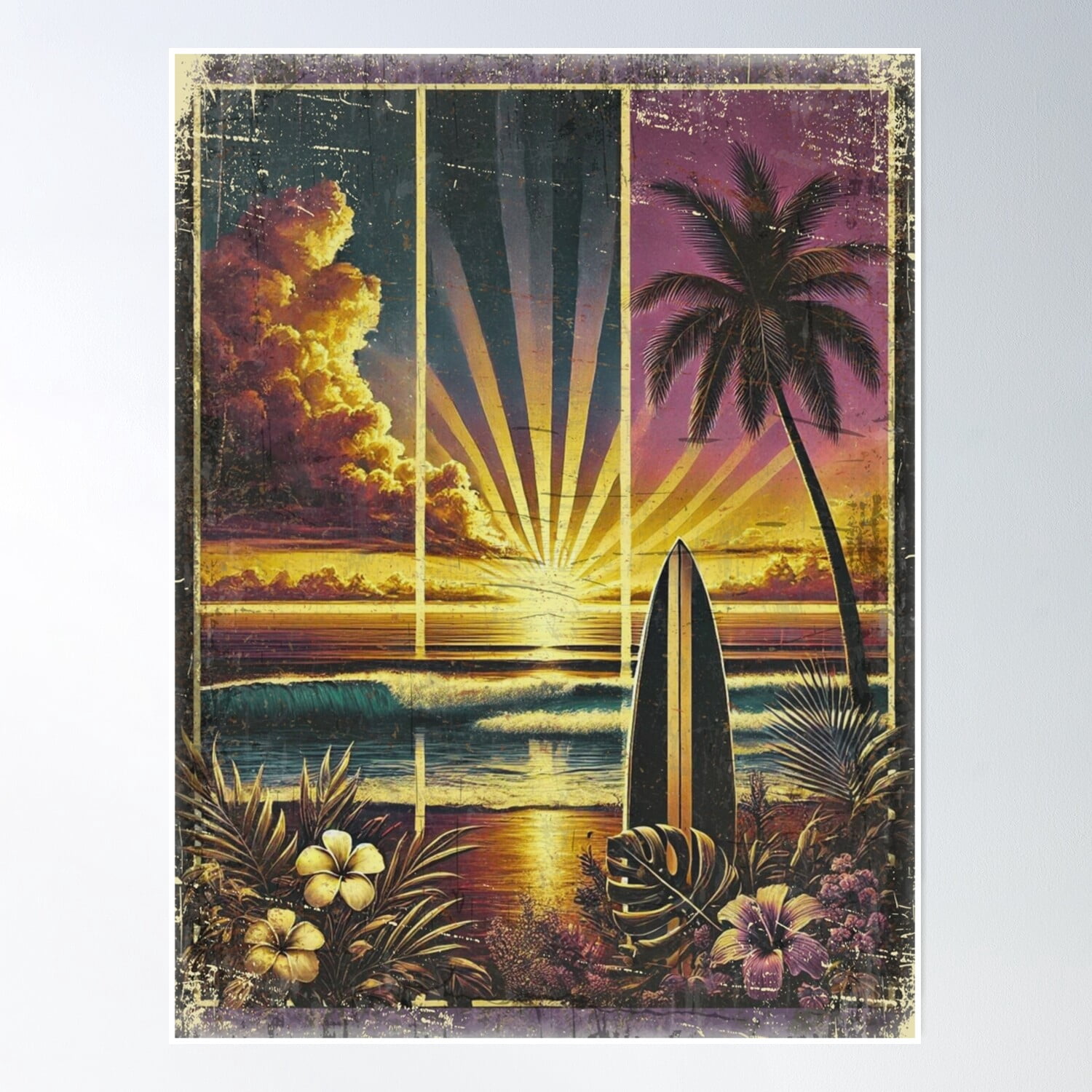 Modroom Zen Surf Sunset Portrait- Tropical Paradise Vibes 1 Poster Wall ...