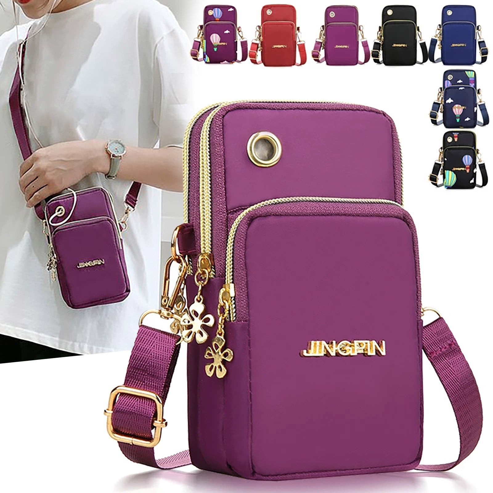 Modstep Small Crossbody Bag for Women Nylon Phone Purse Zip Multiple ...