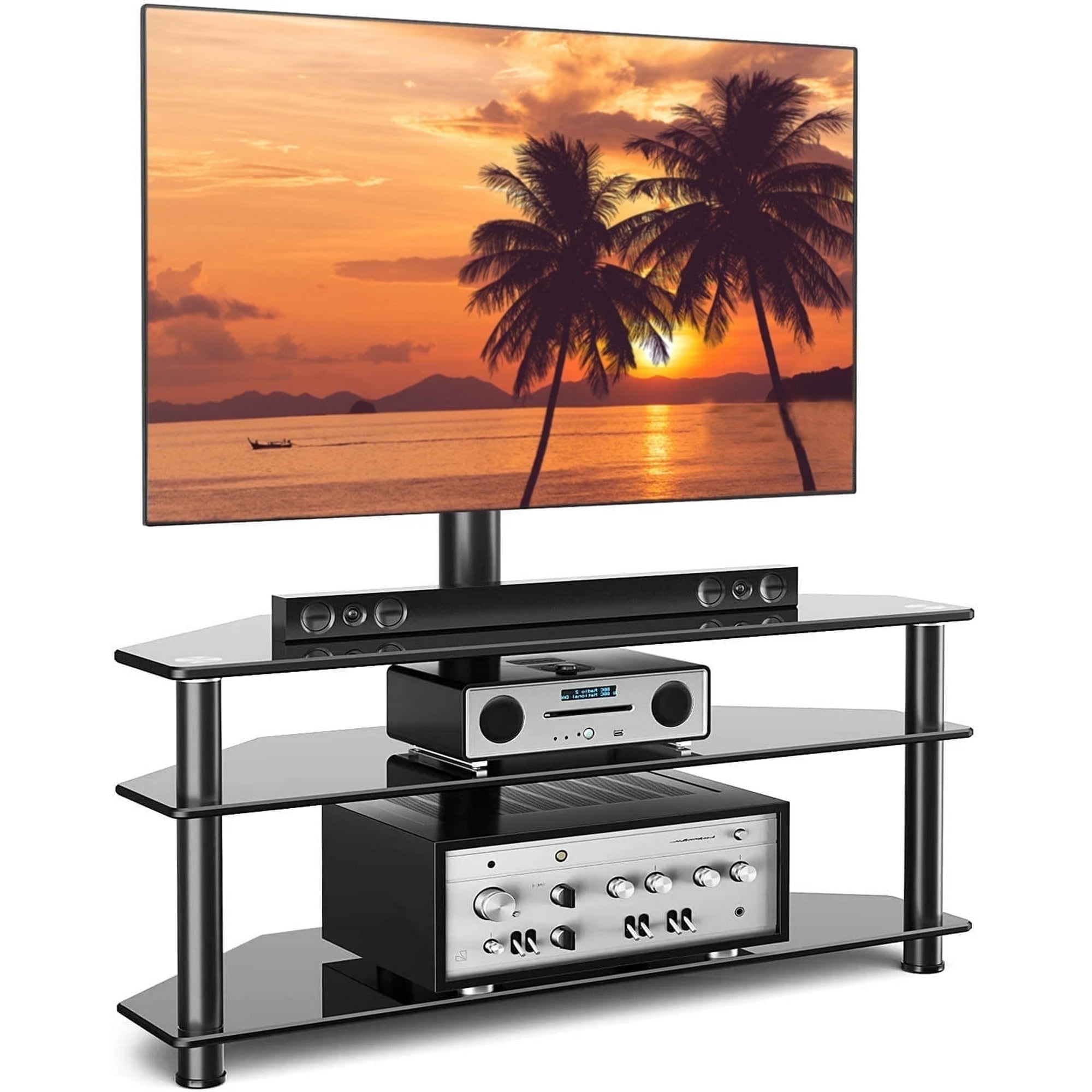 Modstyle TV Stand for TVs up to 70", 3-Tier Glass Corner TV stand with Mount - Walmart.com