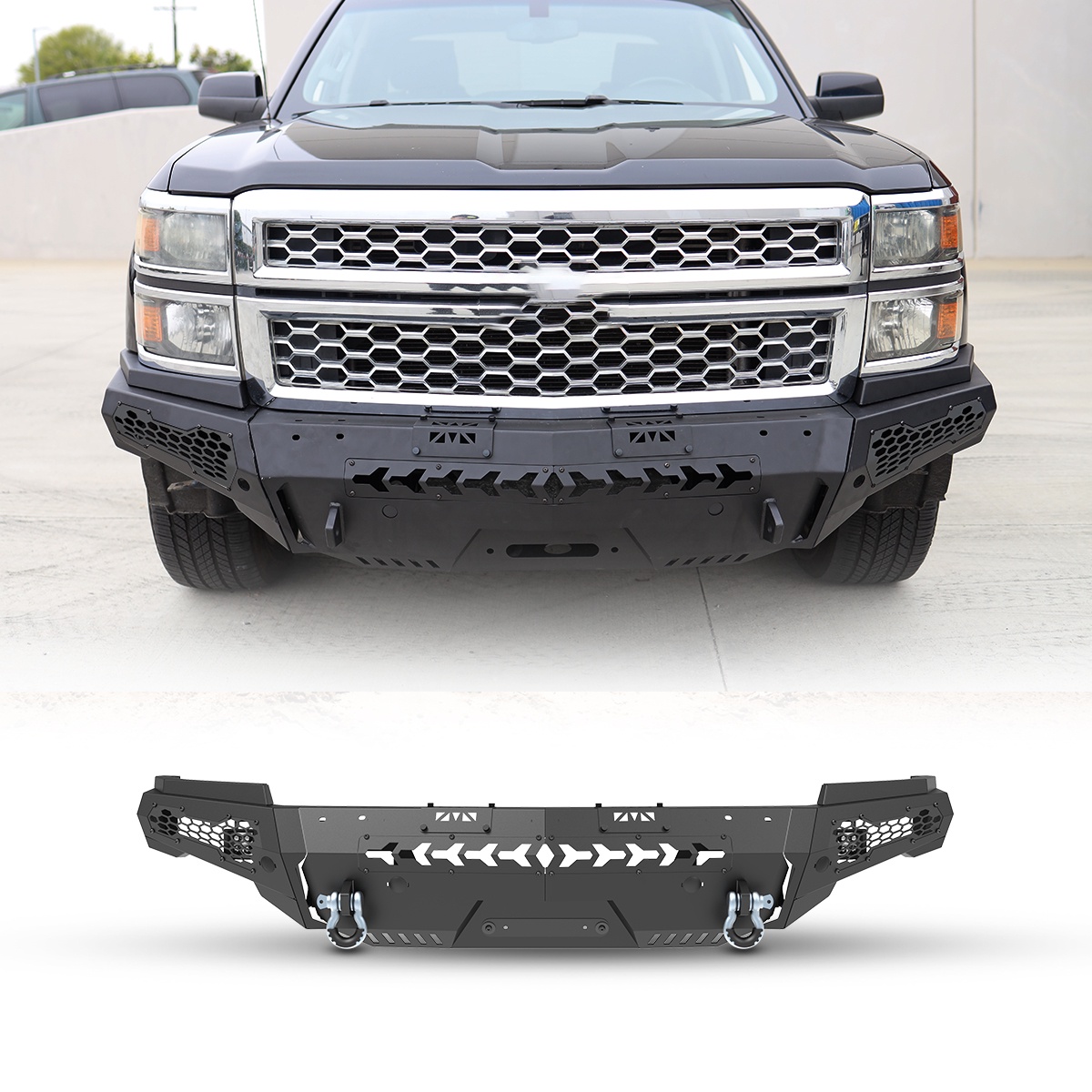 Modular 2 IN 1 Design Steel Front Bumper+Side Wing For 2014-2015 Chevy ...