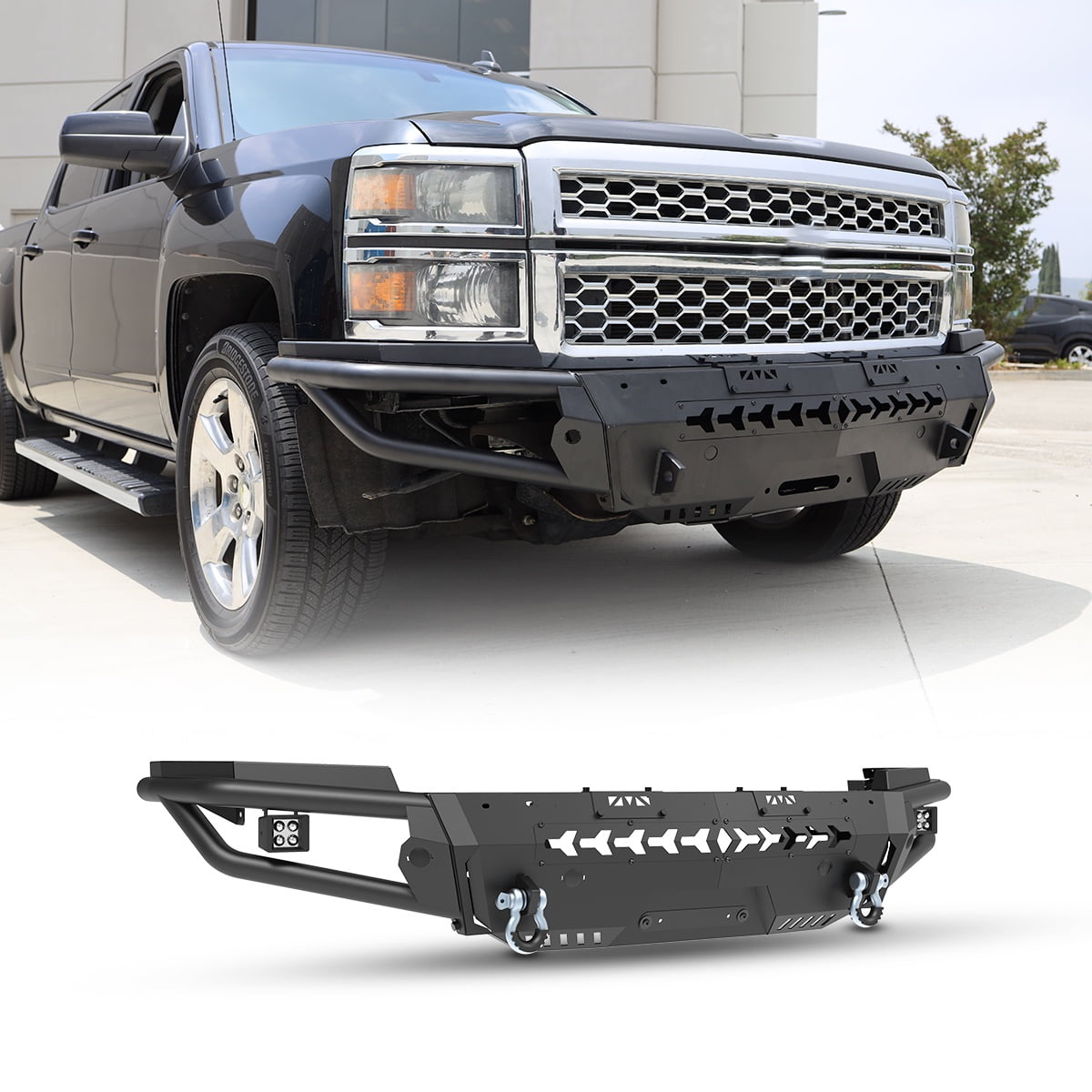 Modular 2 IN 1 Design Steel Front Bumper+Side Wing For 2014-2015 Chevy ...