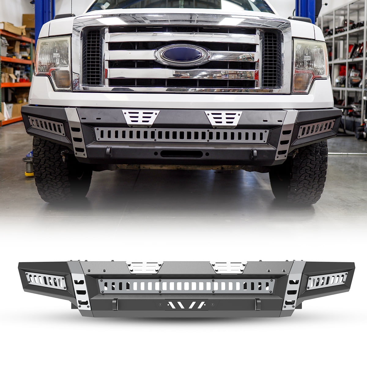 Modular 2 IN 1 Front Bumper+Side Wings For 2009-2014 Ford F-150 ...