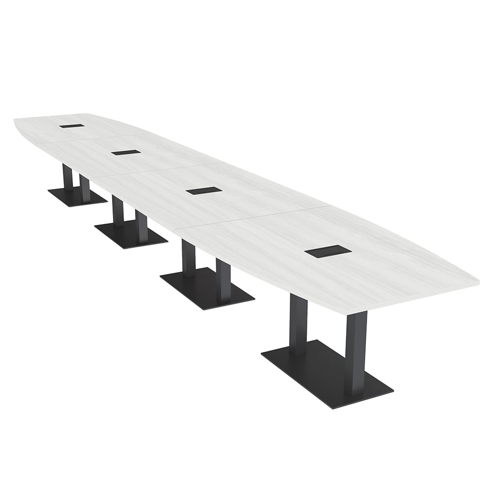 Modular 22 Ft Boardroom Table Boat Shaped Black Bases Power And Data ...
