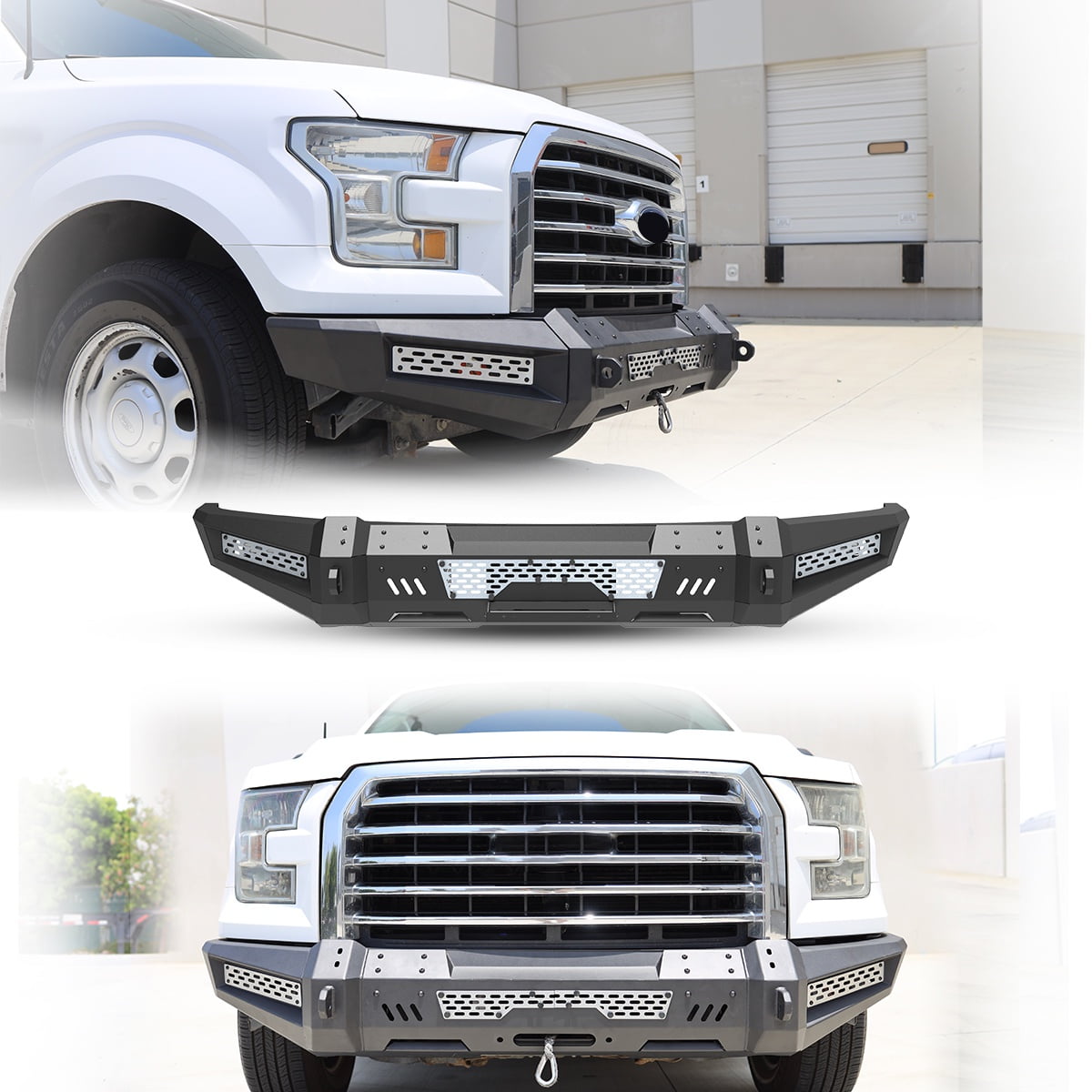 Modular 3 IN 1 Design Steel Front Bumper+Side Wings+Bumper Winch Plate ...