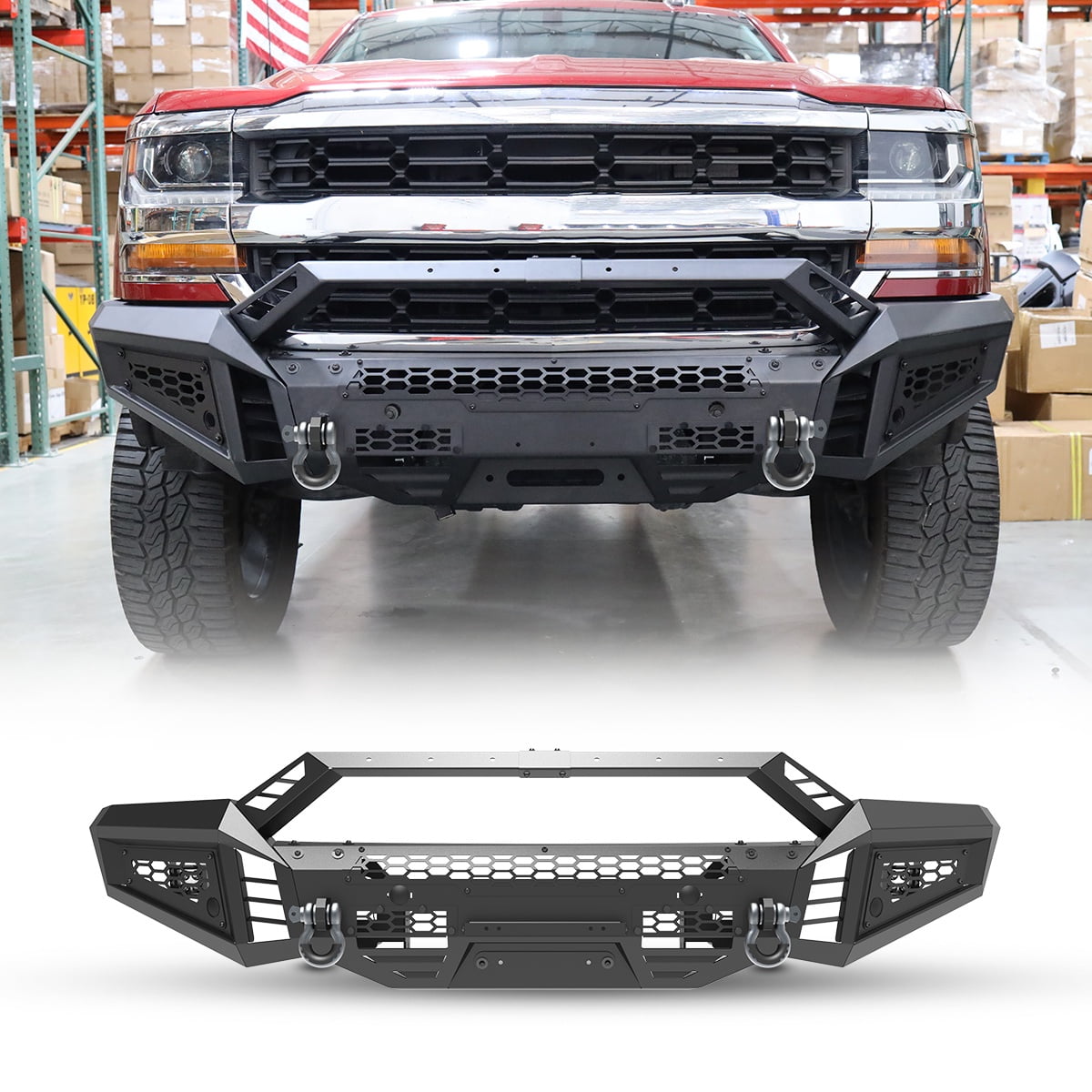 Modular 3 IN 1 Front Bumper + Bull Bar + 2*Side Wings For 2016-2018 ...
