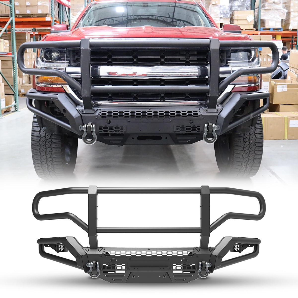 Modular 3 IN 1 Front Bumper + Bull Bar + 2*Side Wings For 2016-2018 ...