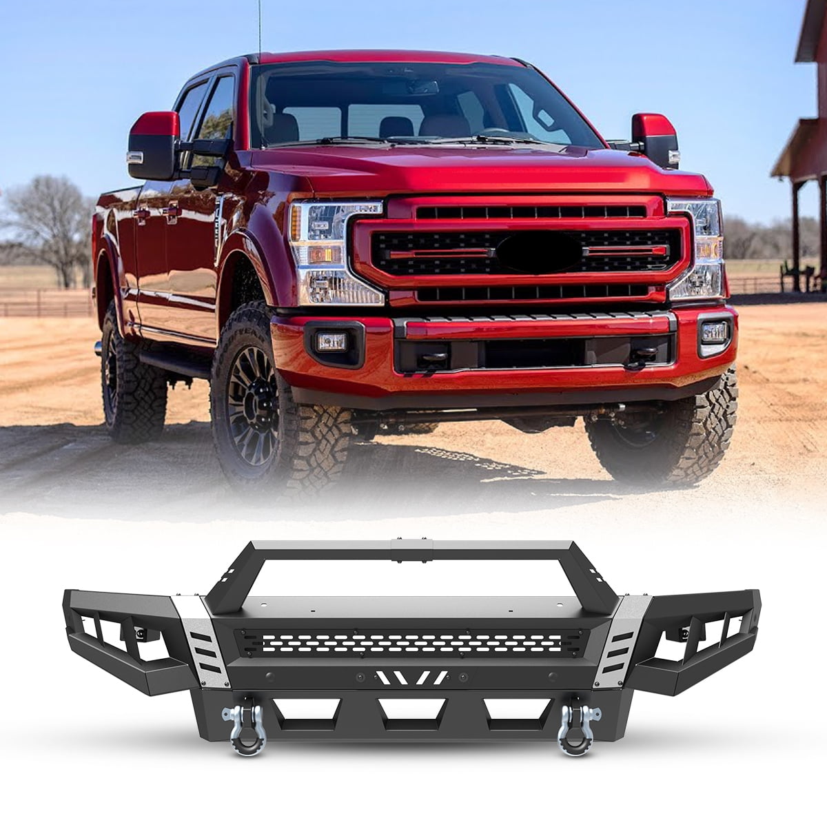 Modular 3 IN 1 Steel Front Bumper Assembly(Front Bumper+Side Wing+Bull ...