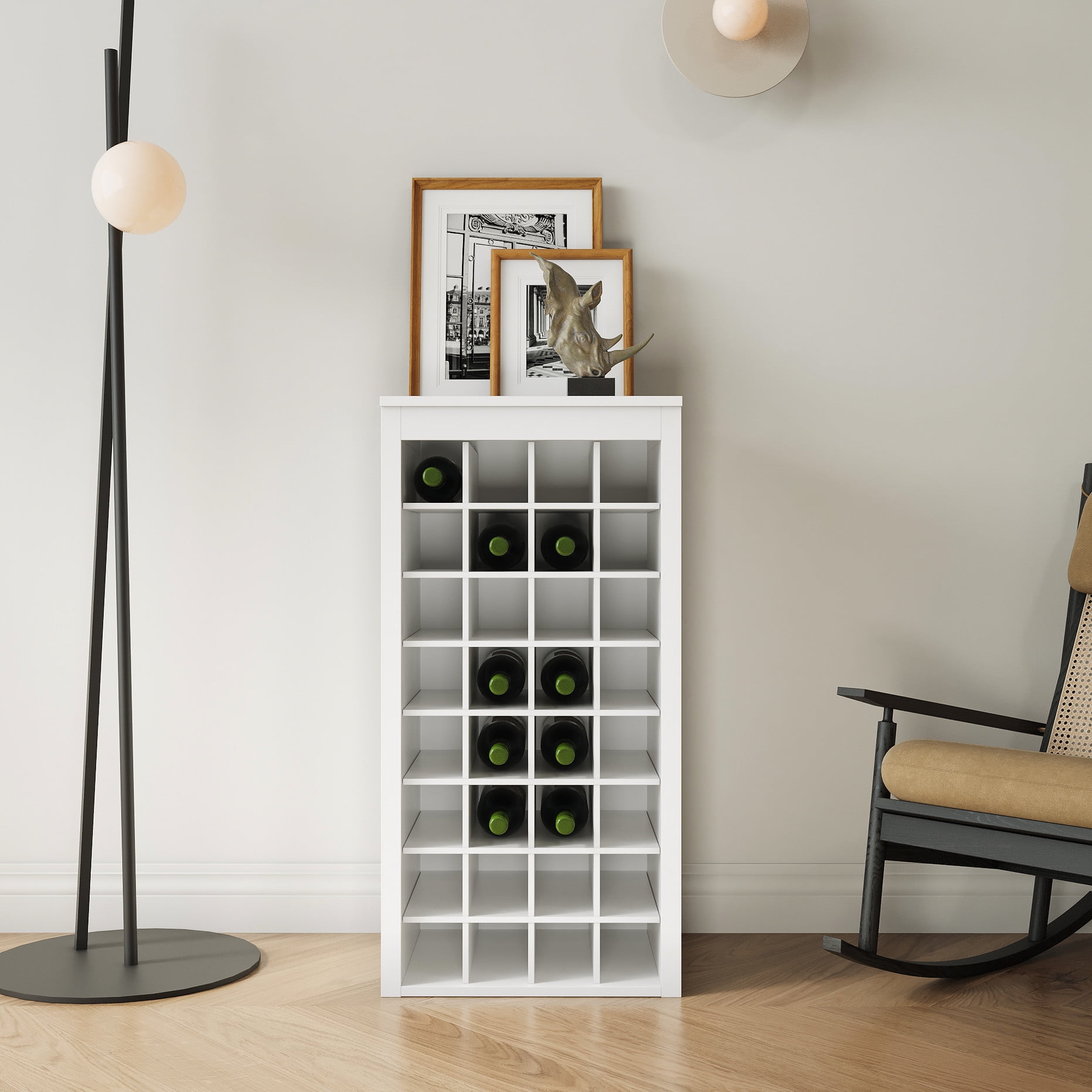 Modular 32 Wine Buffet Cabinet, , Straight Design Lines, 17.42"w X 16. ...