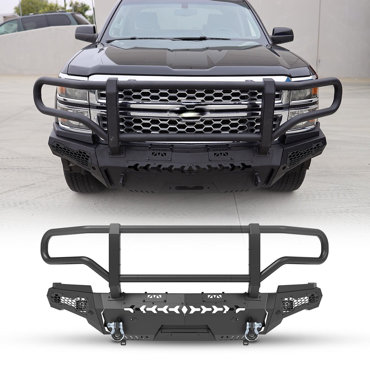 Modular 4 IN 1 Design Steel Front Bumper+Side Wing+Bull Bar+Winch Plate ...
