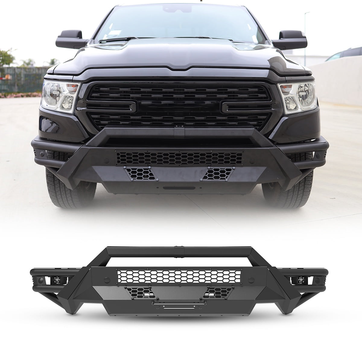 Modular 4 IN 1 Design Steel Front Bumper+Side Wing+Bull Bar+Winch Plate ...