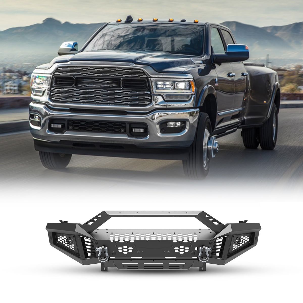 Modular 4 IN 1 Front Bumper + Side Wings+ Bull Bar+Skid Plate For 2019 ...