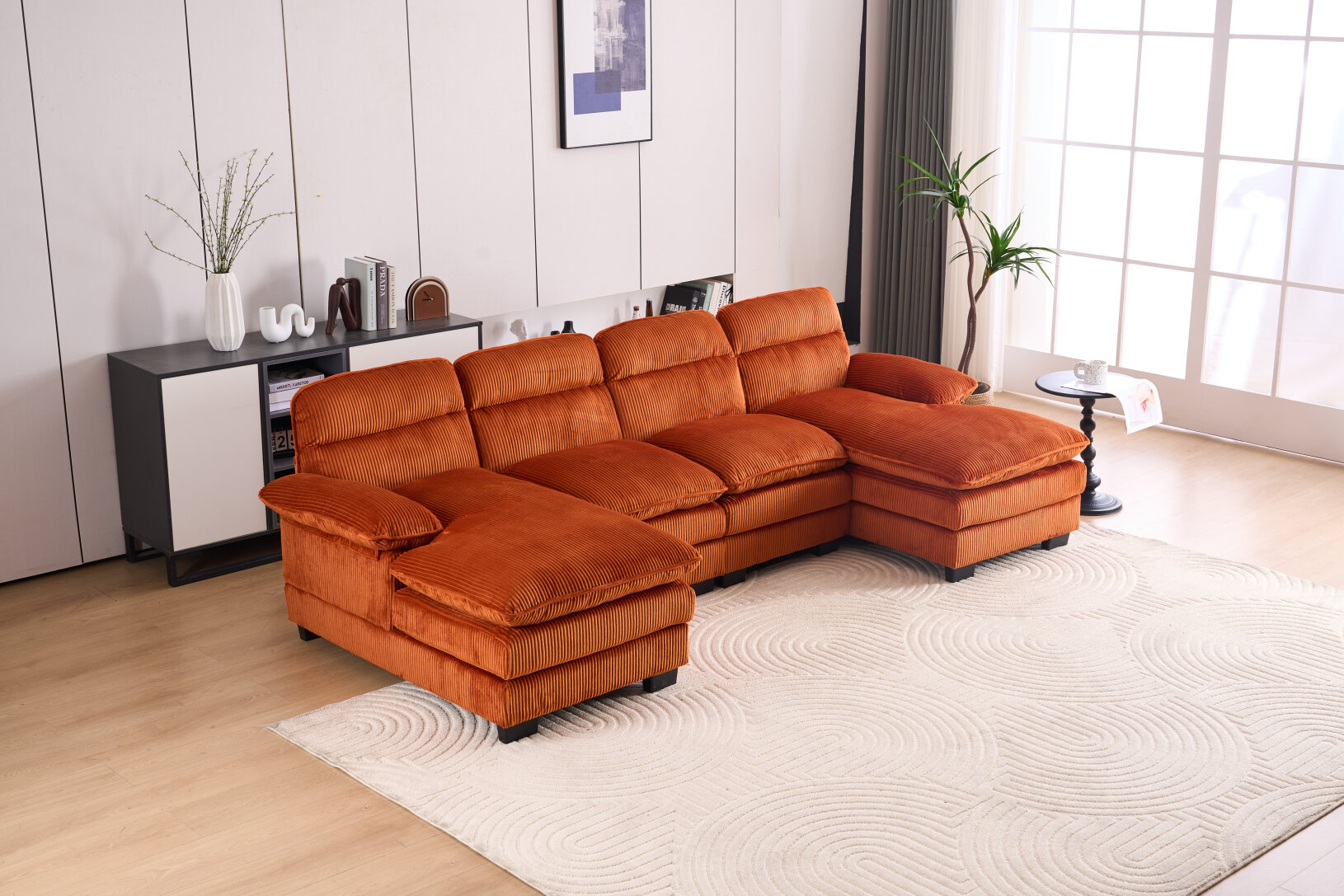 Modular 4-Seat Sofa Coush, Modern U-Shaped Sofa with 2 Chaise, Cozy ...