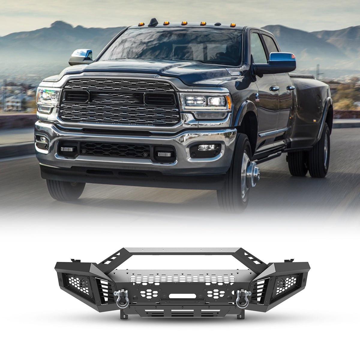 Modular 5 IN 1 Front Bumper + Side Wings+ Bull Bar+Skid Plate+Winch ...