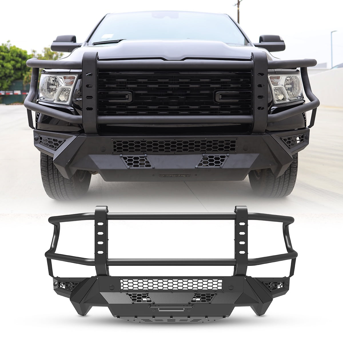 Modular 5 IN 1 Design Steel Front Bumper+Side Wing+Bull Bar+Skid Plate ...