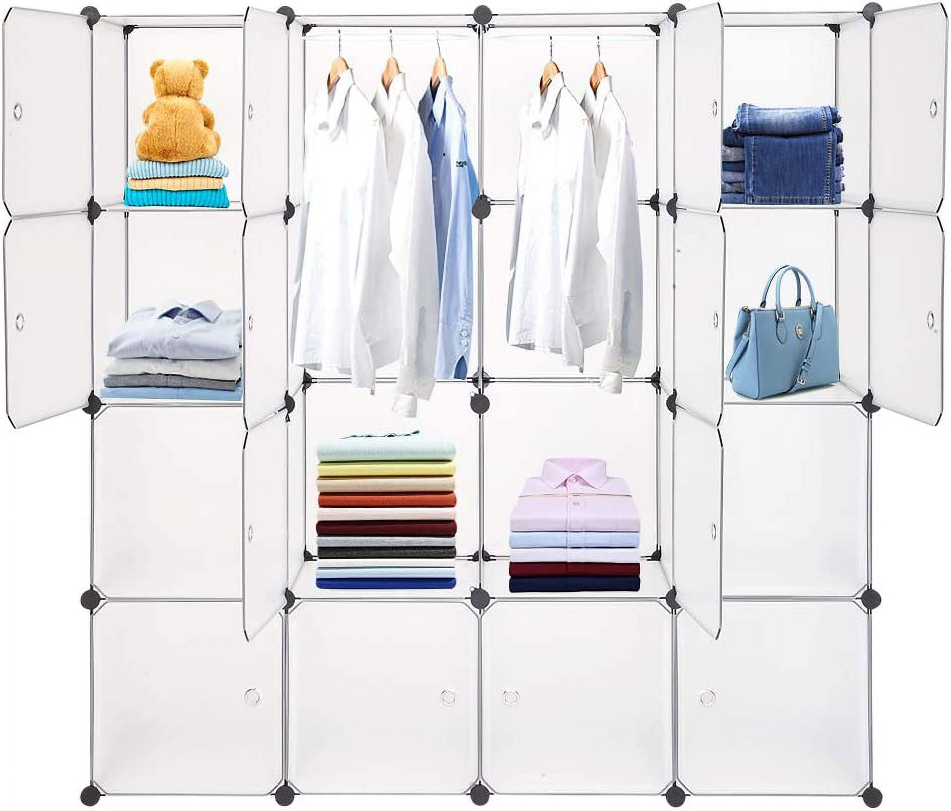 Modular Closet Organizer Plastic Cabinet, 16 Cube Wardrobe Cubby ...