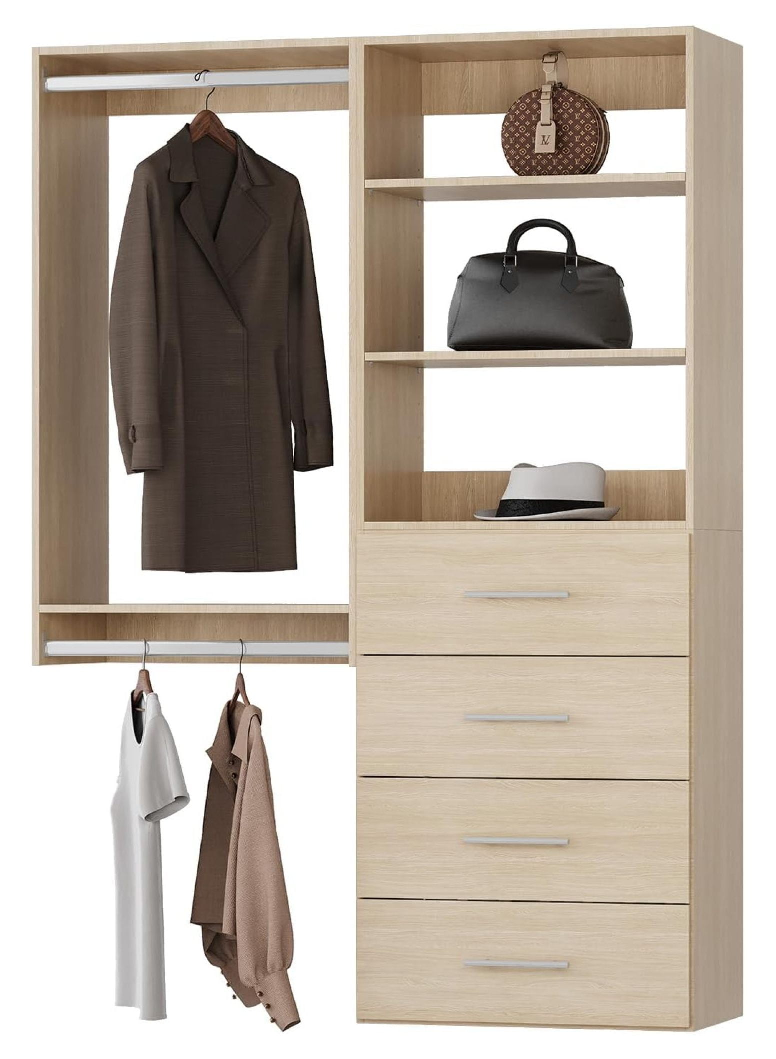 Modular Closet System, 40" Wide Closet Organizer System with Tower and ...