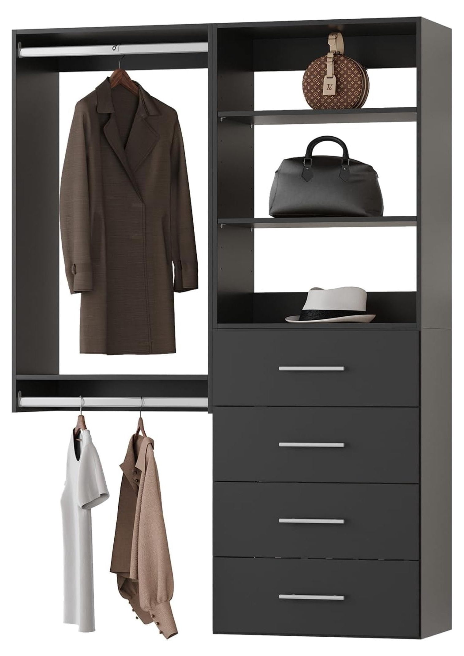 Modular Closet System, 46" Wide Closet Organizer System with Tower and ...