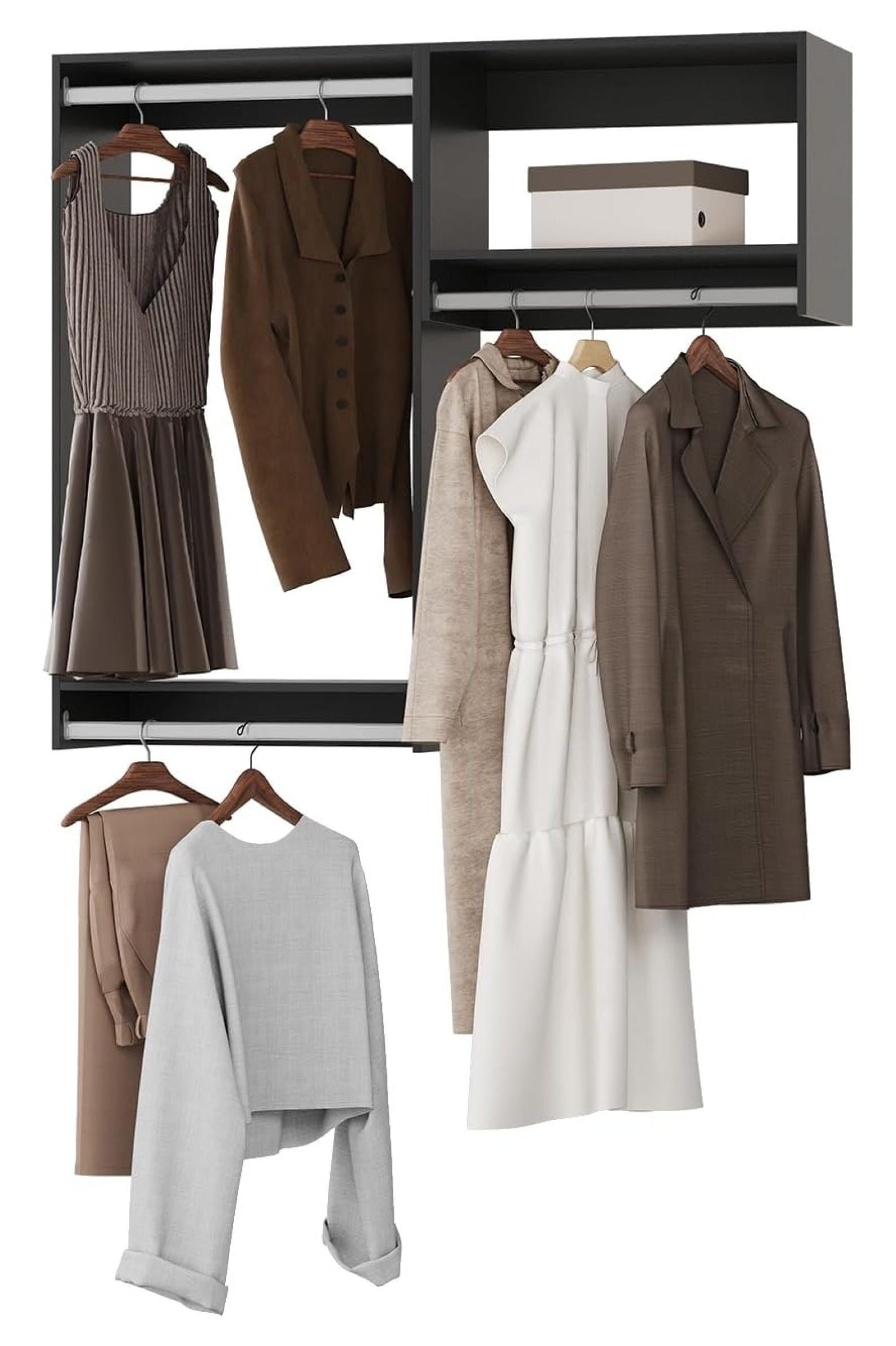 Modular Closet System, 52" Wide Closet Organizer System with Hanging ...