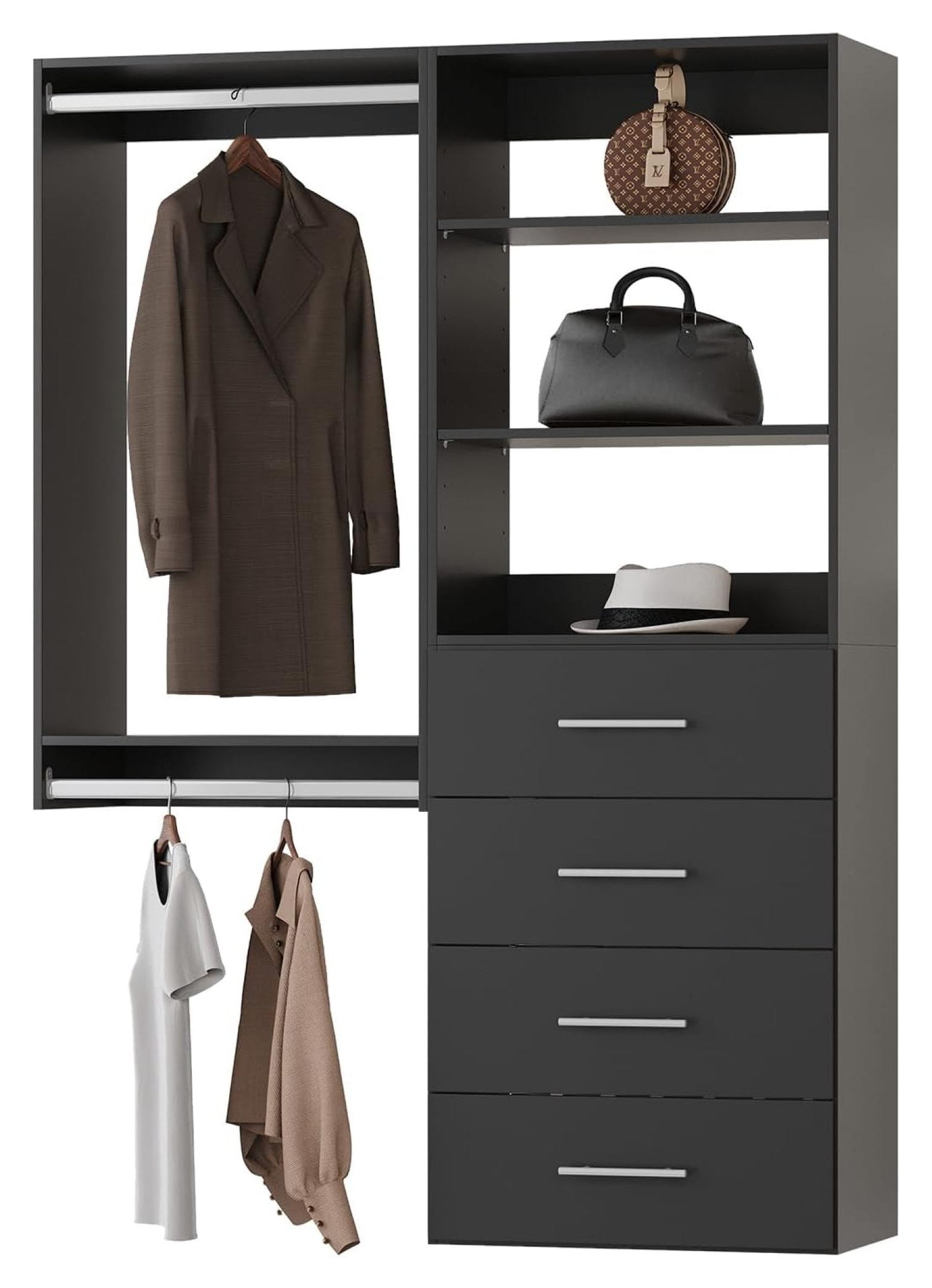 Modular Closet System, 52" Wide Closet Organizer System with Tower and ...