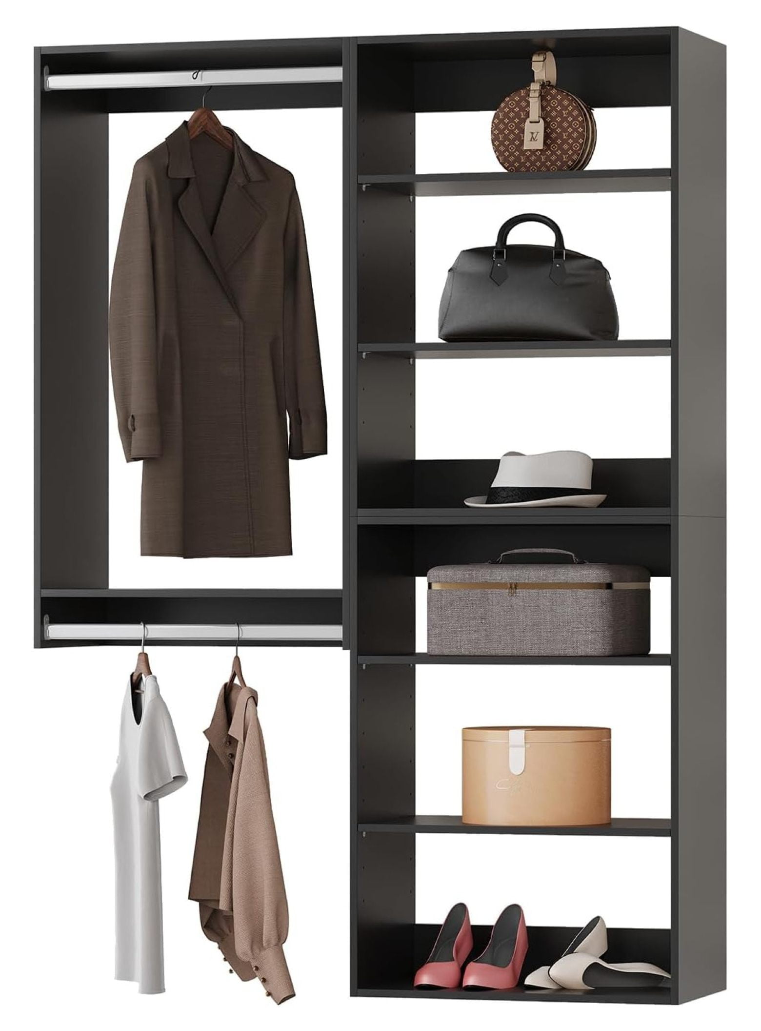 Modular Closet System, 61" Wide Closet Organizer System with Towers and ...