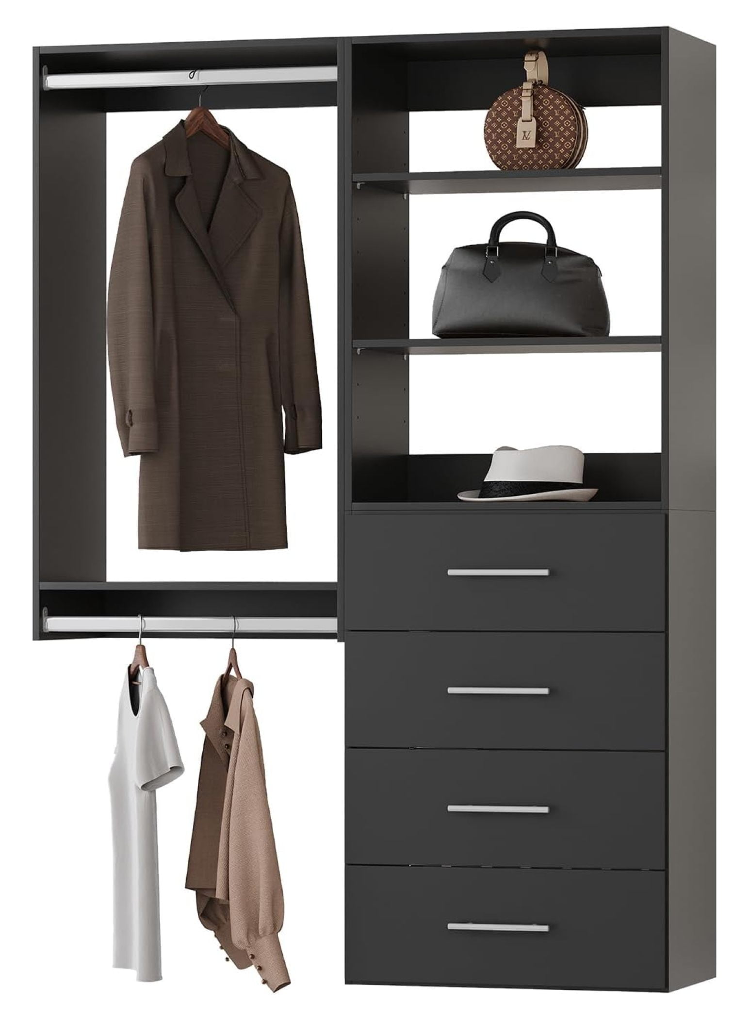 Modular Closet System, 67" Wide Closet Organizer System with Tower and ...