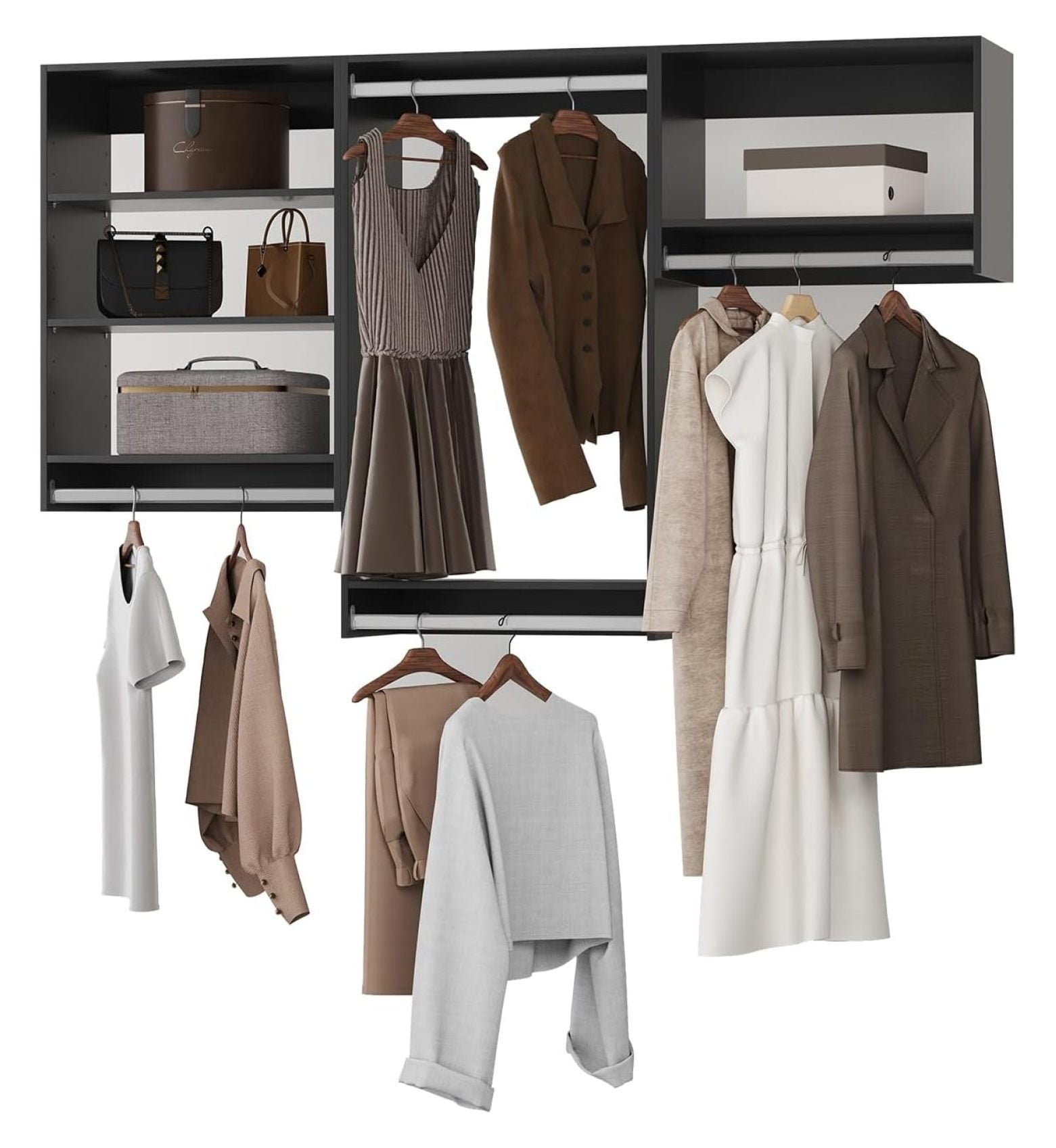 Modular Closet System, 72" Wide Closet Organizer System with Hanging ...
