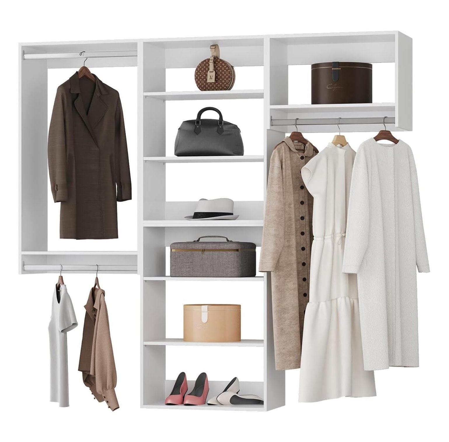 Modular Closet System, 78" Wide Closet Organizer System with Towers and ...
