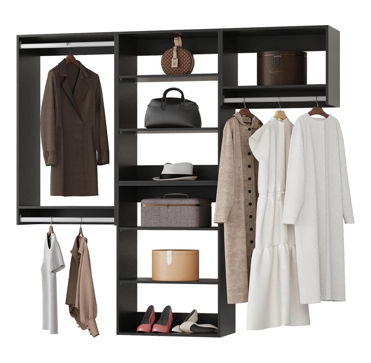 Modular Closet System, 78" Wide Closet Organizer System with Towers and ...